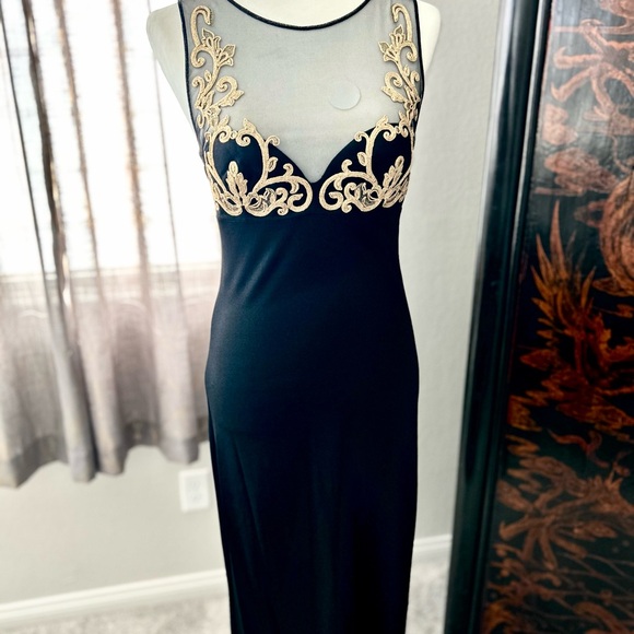 La Perla | Dresses | La Perla Black And Gold Embellished Backless Midi ...